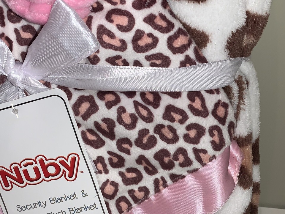 Nuby 2 Piece Set Baby Blanket and Plush Security Lovey Leopard Cheetah ...