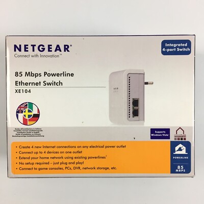 Lot 2 Prises Adaptateurs CPL Netgear Powerline Ethernet Switch XE104 ...