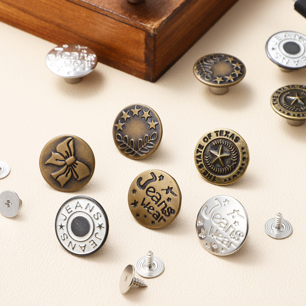 36 Pcs Jean Button Replacement Jeans Buttons Stylish Denim Decorate ...
