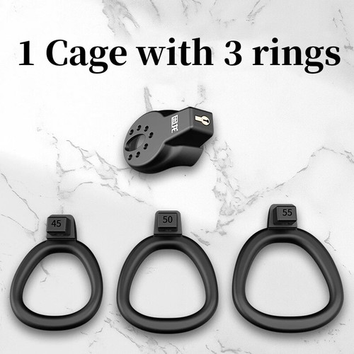 Male Flat Sissy Chastity Cage Device Anti-Cheating Sissy Cage with 3 ...