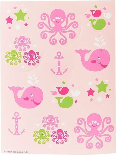 Ocean Sea Anchor Preppy Pink Whale Octopus Stickers 4 Sheets Favour ...
