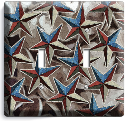 RUSTIC COUNTRY FARM BARN LONE STAR PATTERN 2 GANG LIGHT SWITCH PLATES ...