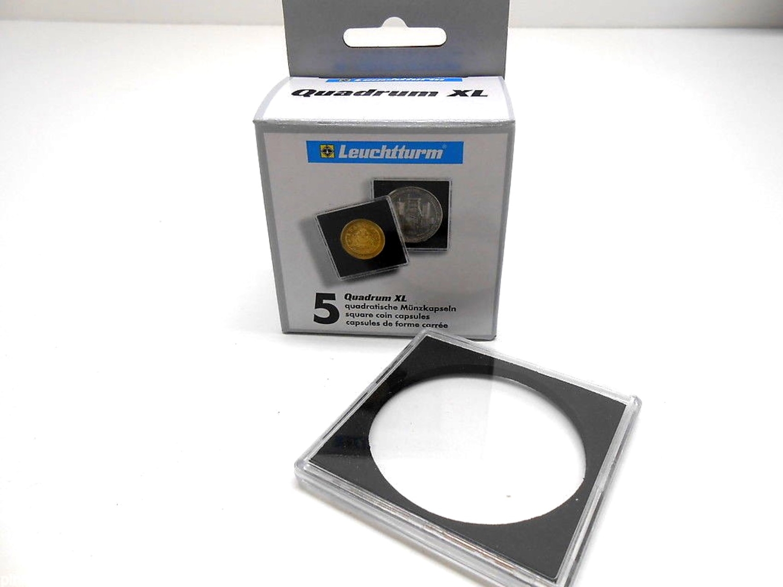 55mm - 5 XL Quadrum Square Coin Capsule Holders for Large Round Coins ...