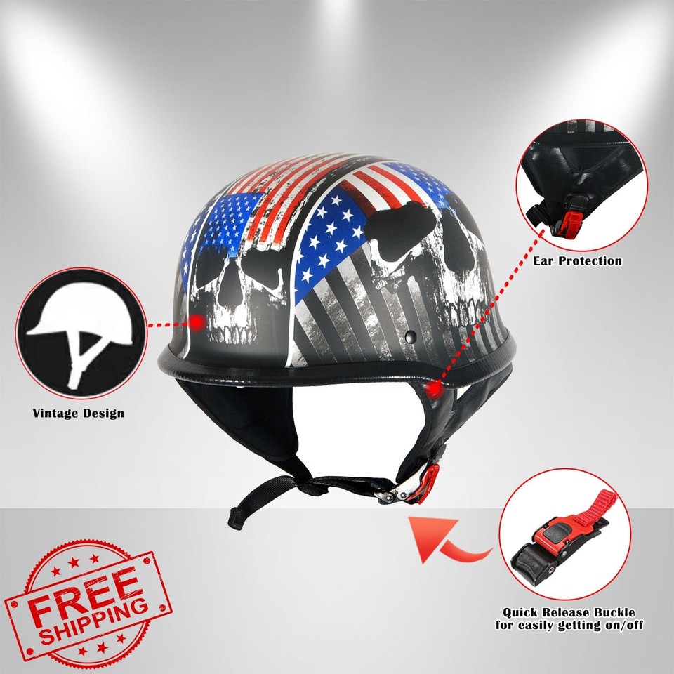 1Storm German Style Half Face Motorcycle Helmet DOT HKY602 | eBay