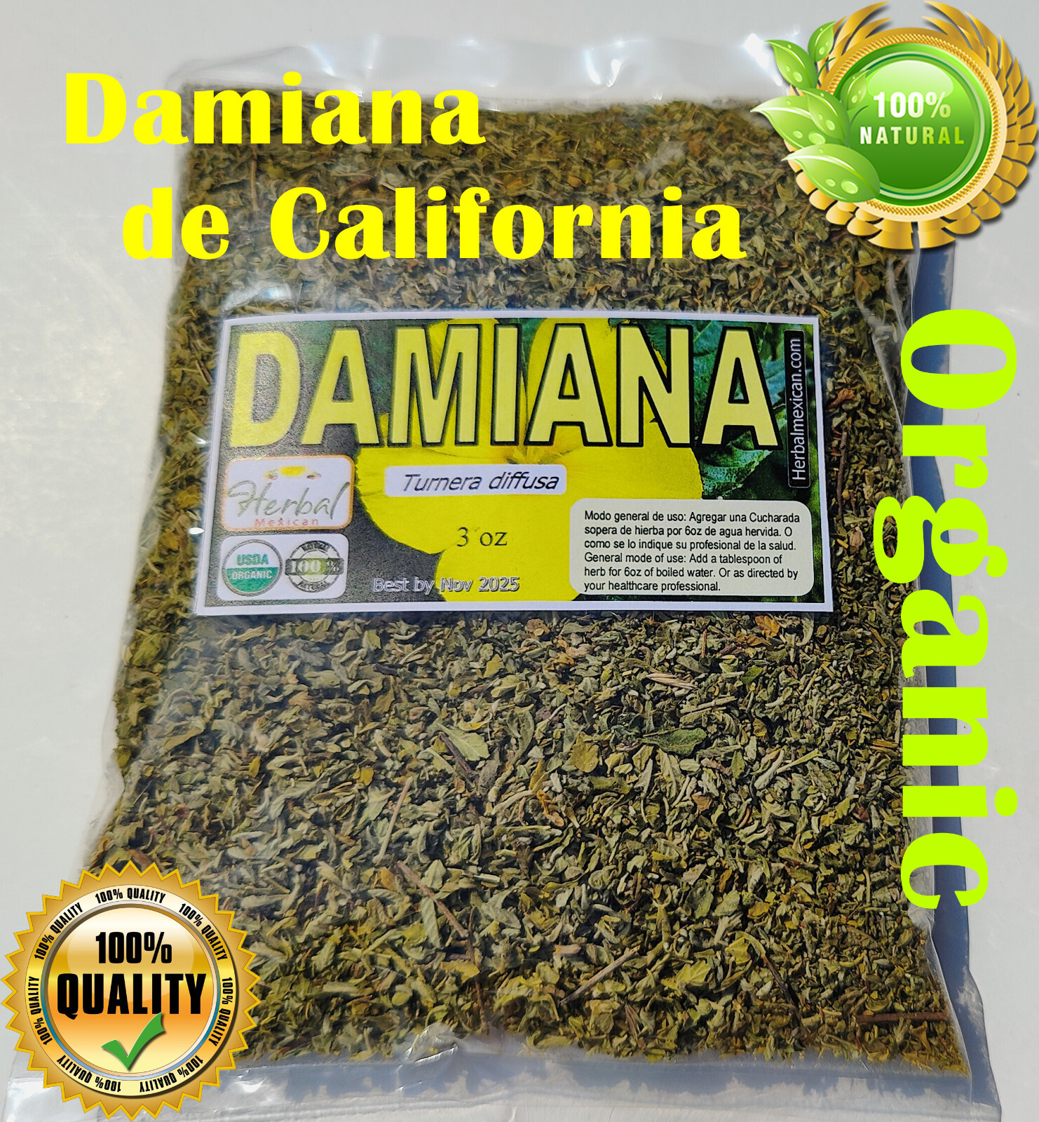 Damiana Leaf Hierba del Venado de la Pastorcita Turnera Diffusa Tea 3oz ...