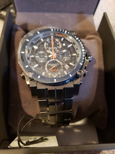 Bulova Precisionist Black/Blue Men's Watch - 98B343 for sale online | eBay