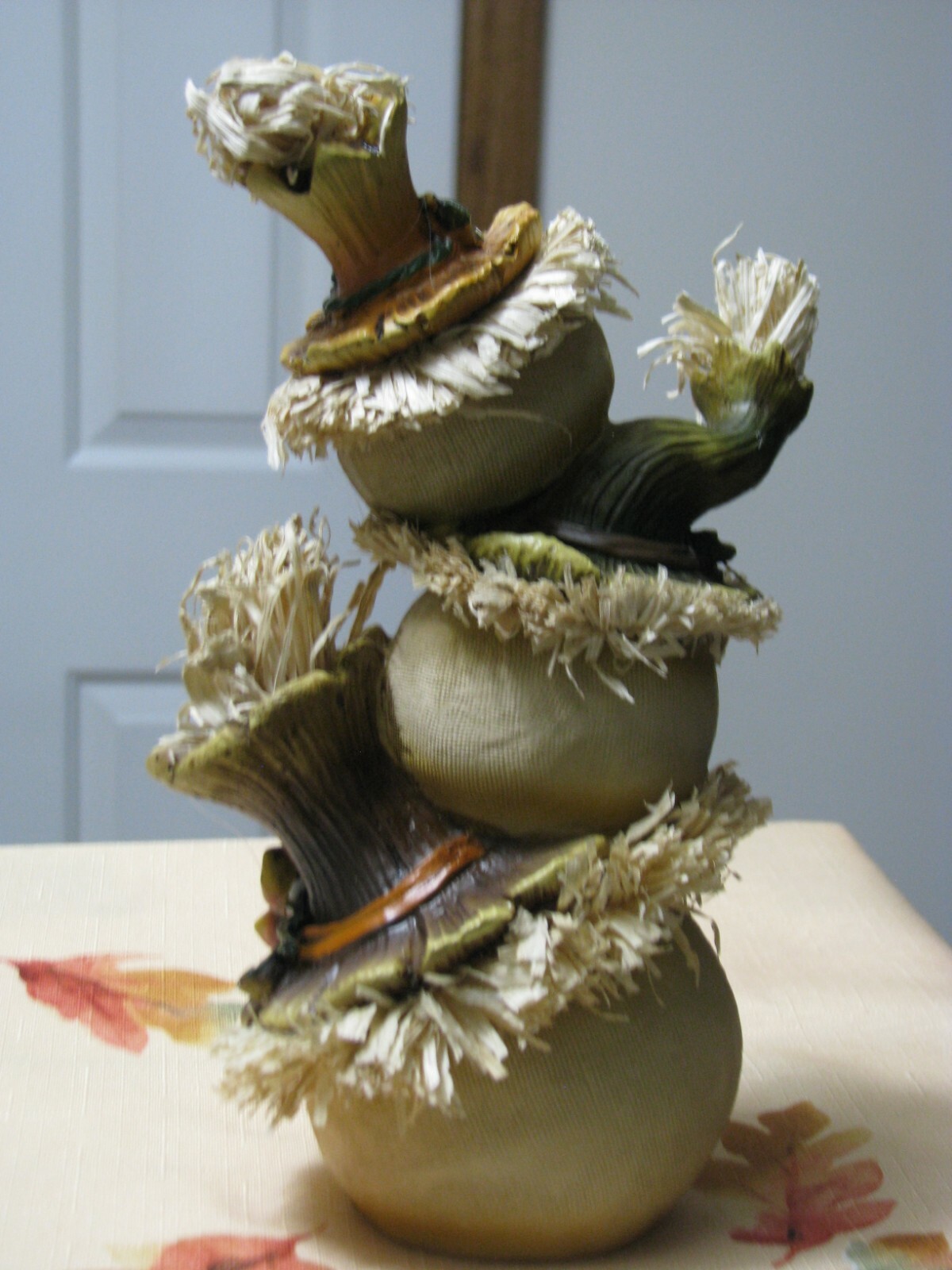 Scarecrow Straw Heads (3) Stacked Fall Thanksgiving Deco. (Resin) | eBay