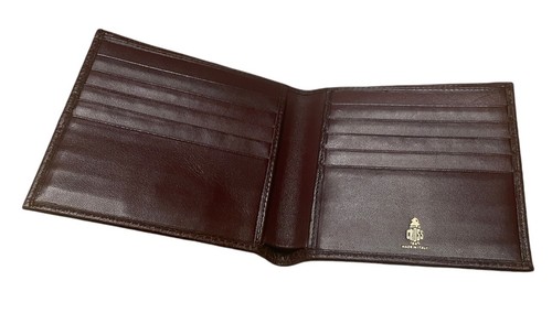 Mark Cross Brown Leather Bifold Wallet Card Slots Bill Pocket Italy ...
