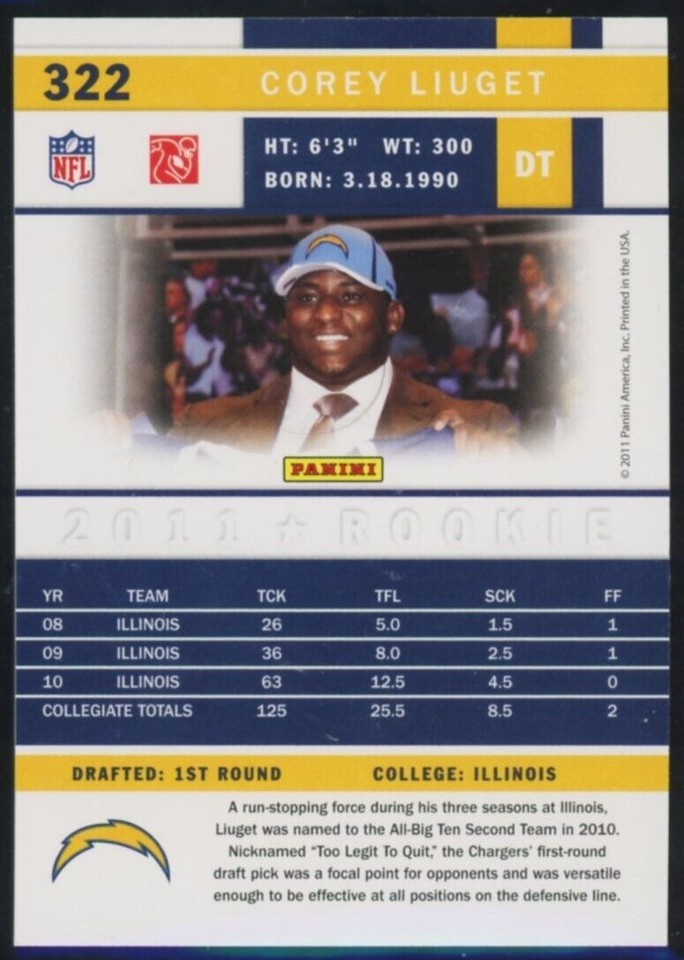 2011 Score Corey Liuget Rookie Los Angeles Chargers RC #322 | eBay