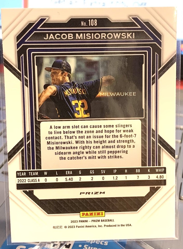 Jacob Misiorowski 2023 Panini Prizm Baseball #108 Silver Prizm Brew ...