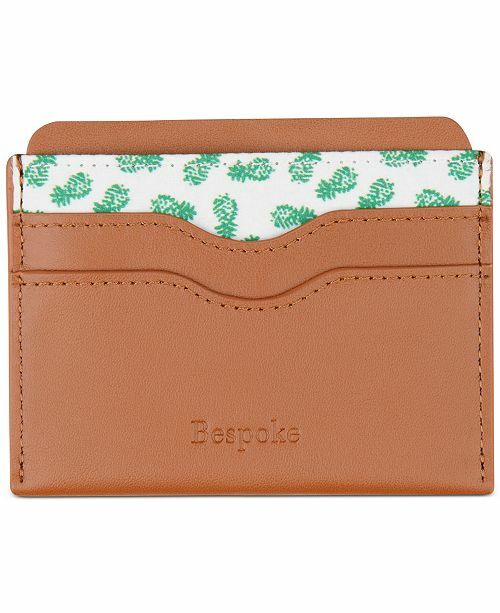 Bespoke Men's Slim Wallet Leather & Pineapple Print Card Case Tan | eBay