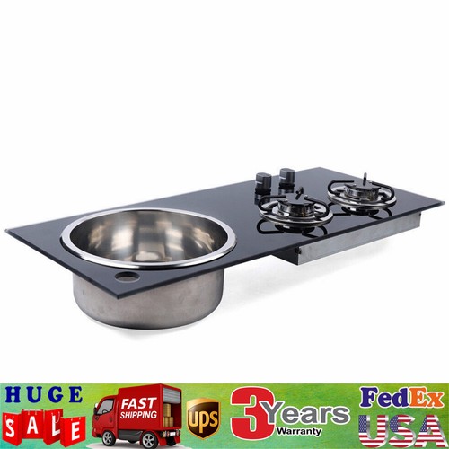 2 Burner LPG With Sink Combo Cooktop Boat Caravan RV Camper Gas Stove ...