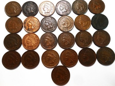 1/2 Roll of *High Grade* Indian Head Cents (25) Coins in AU to XF cond ...
