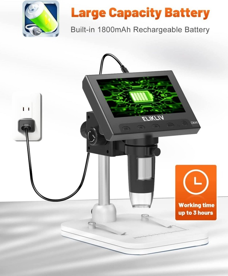 Elikliv Coin Microscope 1000X 4.3'' LCD Digital Microscope with Screen ...