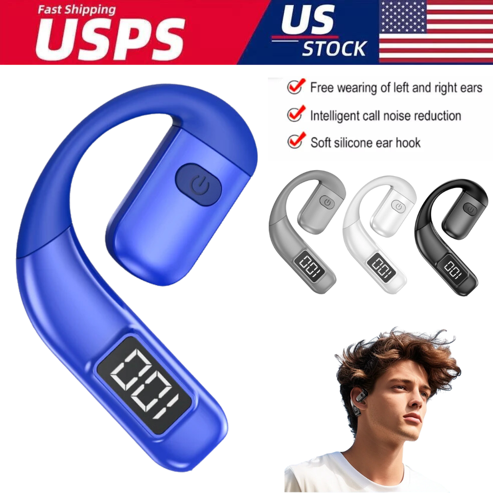 Bluetooth 5.5 Earpiece Wireless Headset Driving Trucker Earbuds Noise ...