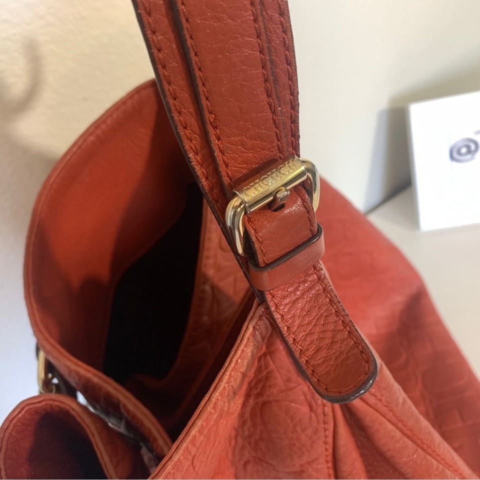*RARE* Designer Carolina Herrera handbag CHCH Bag Orange Leather ...