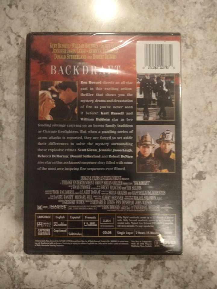 Backdraft (DVD, 1997, Widescreen) NEW Sealed - Kurt Russell, Baldwin, DeNiro | eBay
