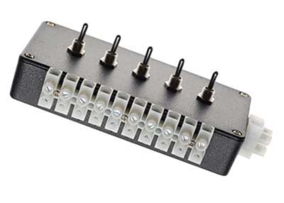 POINT MOTOR SWITCH BOX, 5 MOUNTED SWITCHES FOR PECO HORNBY SEEP ETC ...