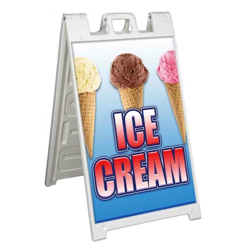 ICE CREAM Signicade 24x36 AFrame Plastic Sidewalk Sign CARNIVAL FAIR ...