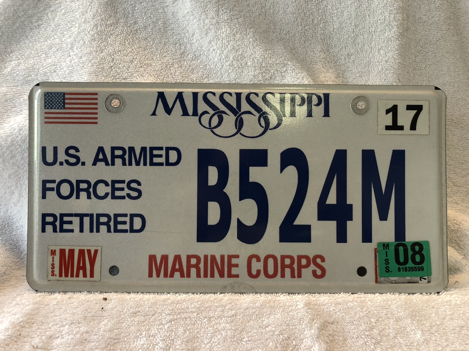 2008 Mississippi Marine Corps Armed Forces Retired Veteran License ...