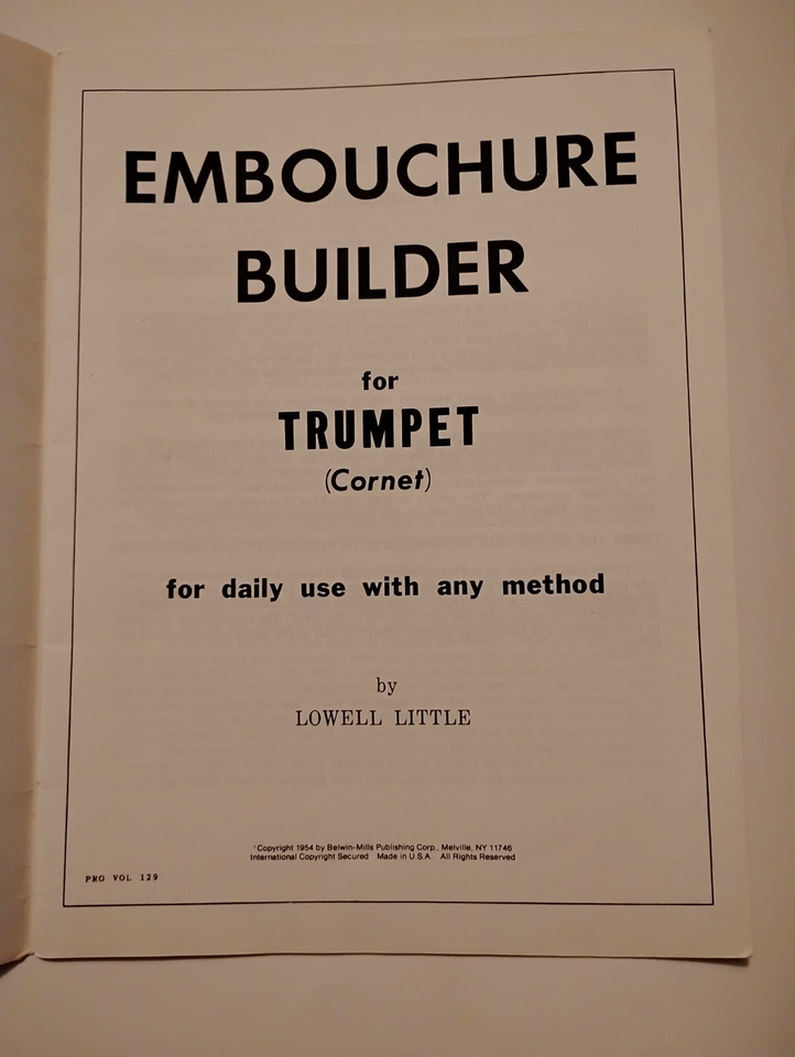 Embouchure Builder Trumpet Lowell Little Music Book | eBay