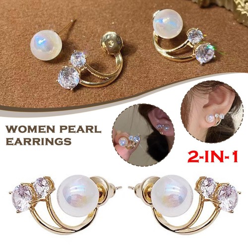 Fashion Rhinestone Crystal Pearl Ear Stud Earrings Jewelry Women Gift ...