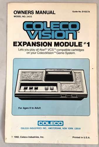 Vintage Coleco Vision Colecovision Expansion Module Manual #1 | eBay