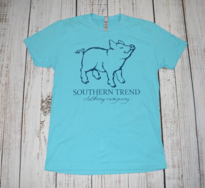SOUTHERN TREND CLOTHING COMPANY ADULT MEDIUM SHORT SLEEVE PIG LOGO BLUE ...
