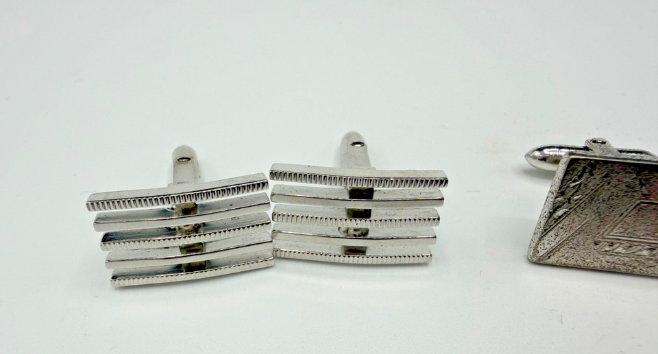 lot of three sets Sterling Cufflinks arrows, vertical lines ...
