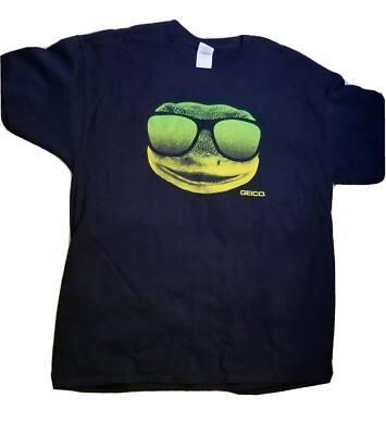 Geico Gecko Tee Shirt Short Sleeve Black XL Tshirt | eBay