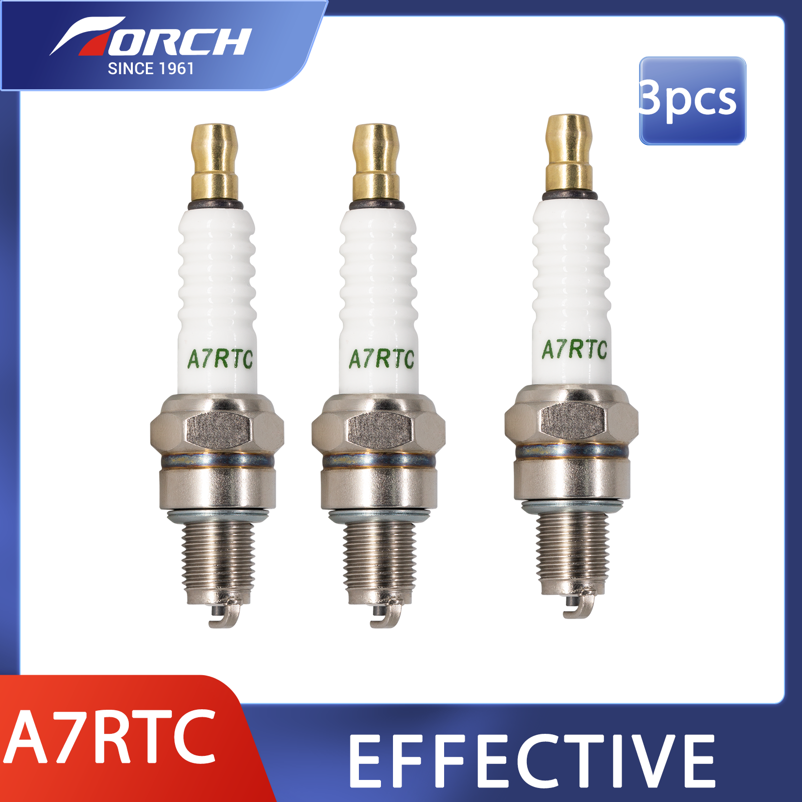 3x TORCH Original A7RTC Spark Plug Replace for NGK 4549 CR7HSA 4629 ...