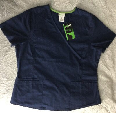 Scrubstar Premium Scrubwear Womens Active V-Neck Stub Top-Navy -Size Large-New | eBay