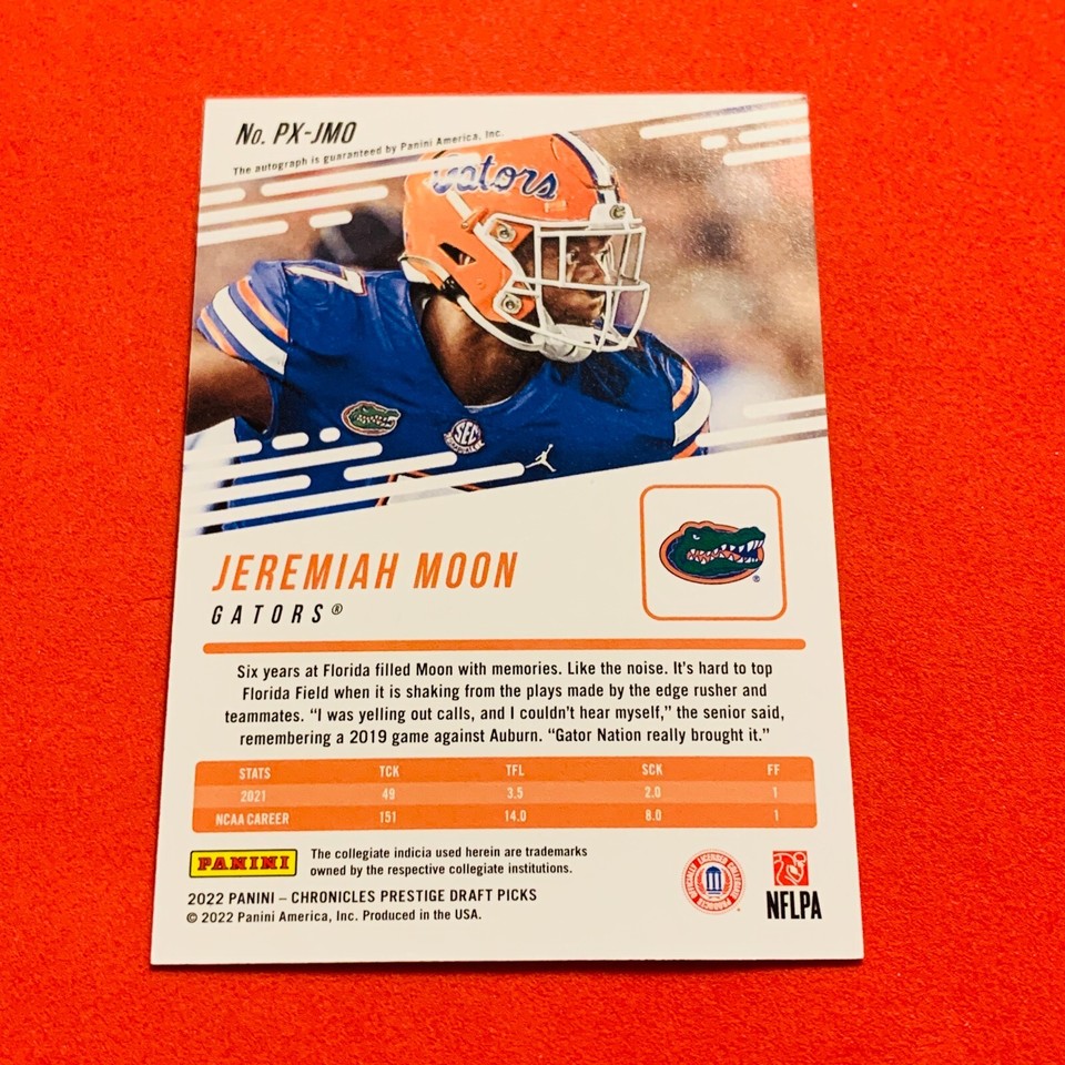 Jeremiah Moon .. ROOKIE AUTOGRAPH .. Florida Gators / Ravens .. 2022 ...