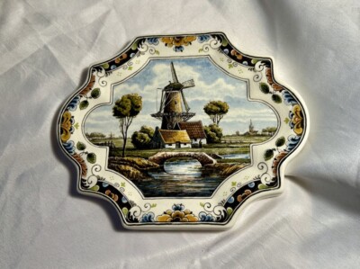 Delfts Rare Handwerk Wall Plate Dutch Windmills Holland Duka Kado ...