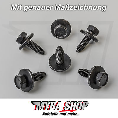 10x Metall Sechskant Kombi Schraube für Audi Seat VW Skoda Peugeot ...