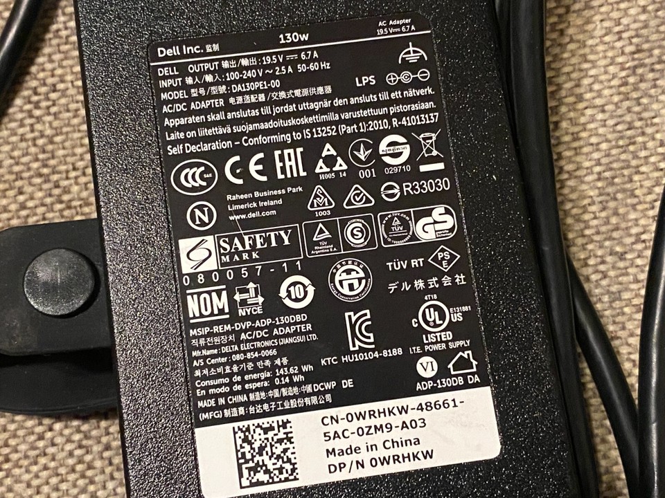 Genuine Dell 130W Power Supply AC Adapter for D6000 WD15 K17A Docking ...