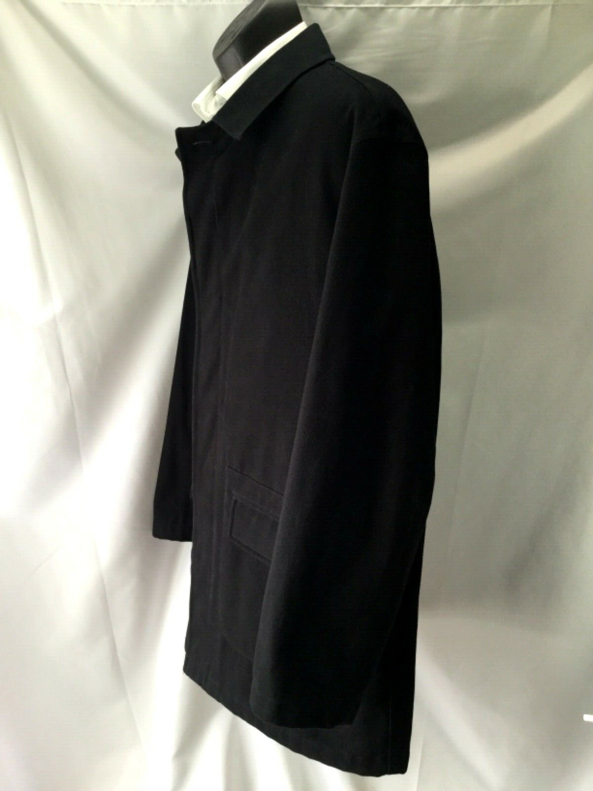 JOS A BANK Men's Large QUILTED LINING BLACK DENIM OverCoat Jacket ...