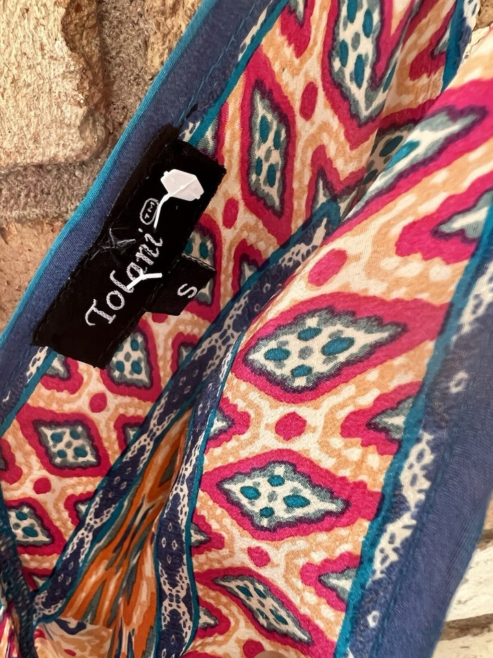 Tolani Women’s Size S Silk Dress Floral Handkerchief Scarf Hem Trapeze ...