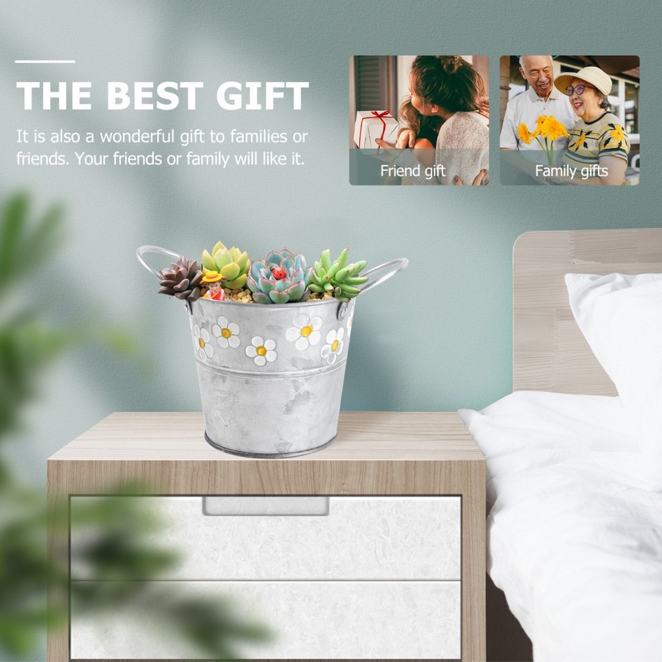 6 Pcs Home Rustic Style Flower Bucket Unique Iron Flower Container ...