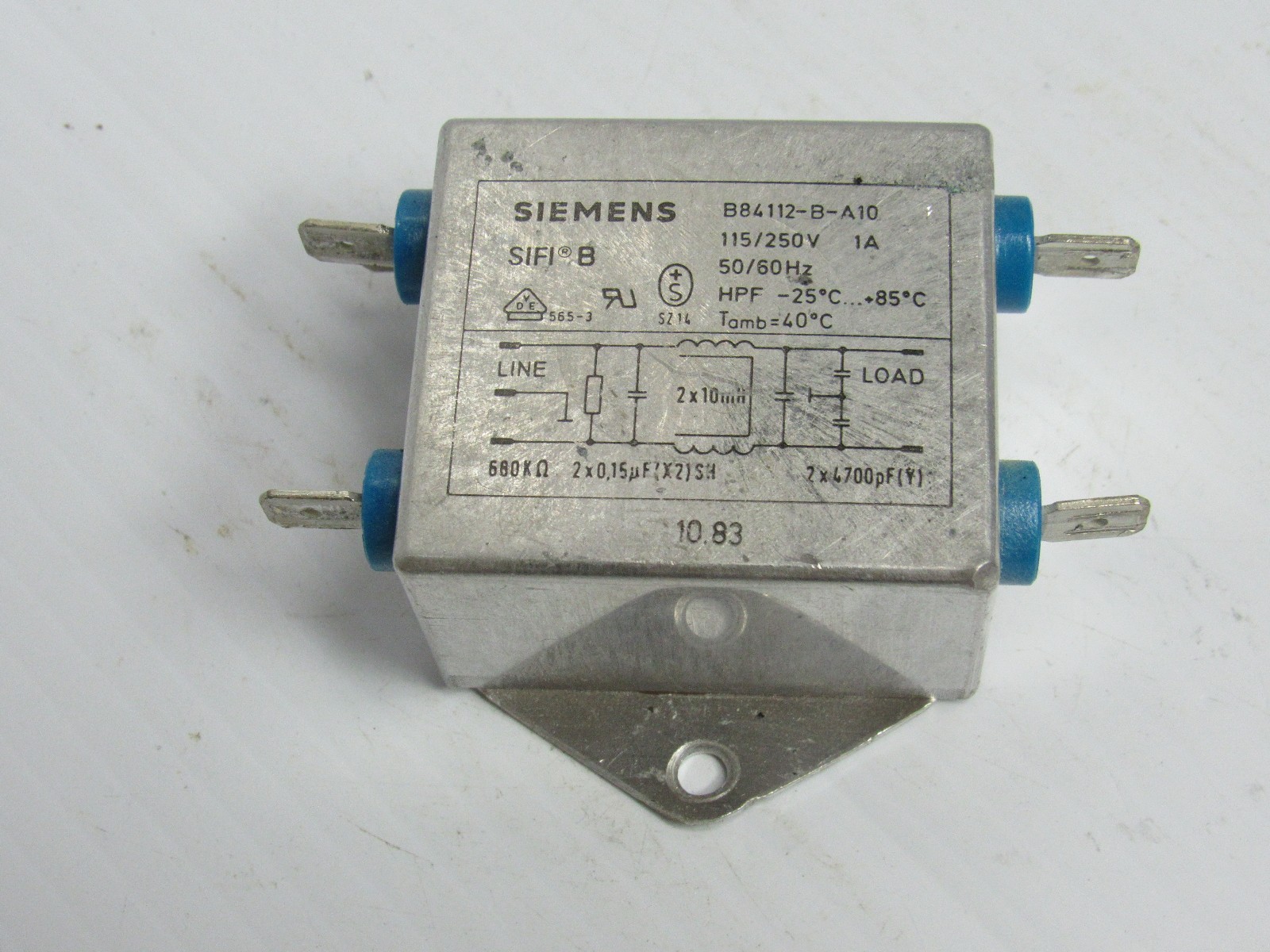 SIEMENS EMI POWER LINE FILTER B84112-B-A10 B84112BA10 SIFI-B 115/250V 1 ...