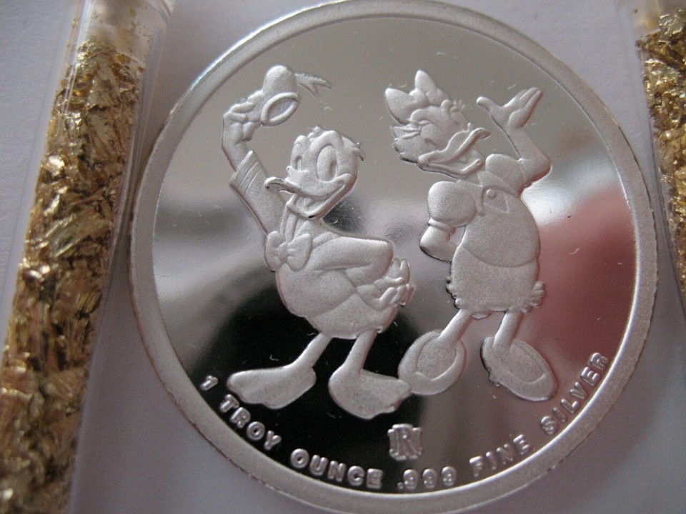 1 OZ.999 SILVER BU DONALD-DAISY&GOOFY MICKEY AROUND THE WORLD DISNEY ...