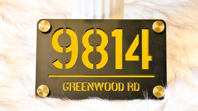 Gold Door Sign House Numbers Laser Cut Black House Numbers Address ...