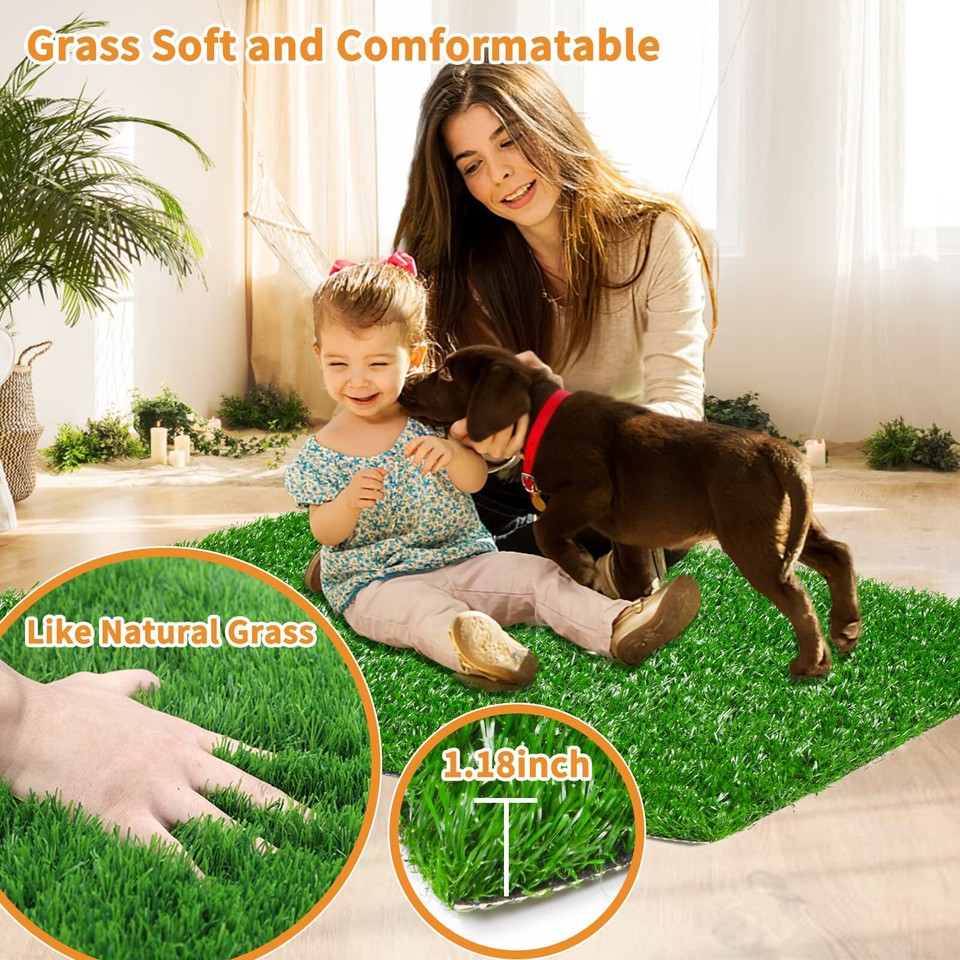 Dog Grass Pee Pads Artificial Dog Grass Pads for Potty Tray Fake Grass ...