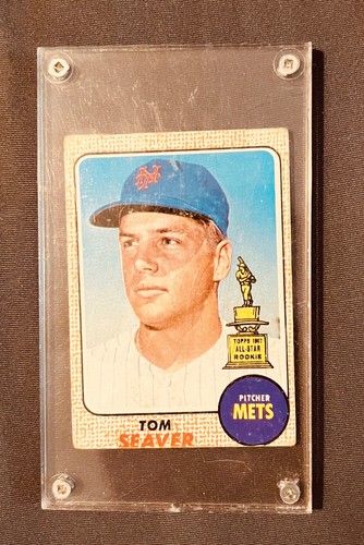 1968 TOPPS BASEBALL, CARD #45, TOM SEAVER, NEW YORK METS, 1967 ALL STAR ...