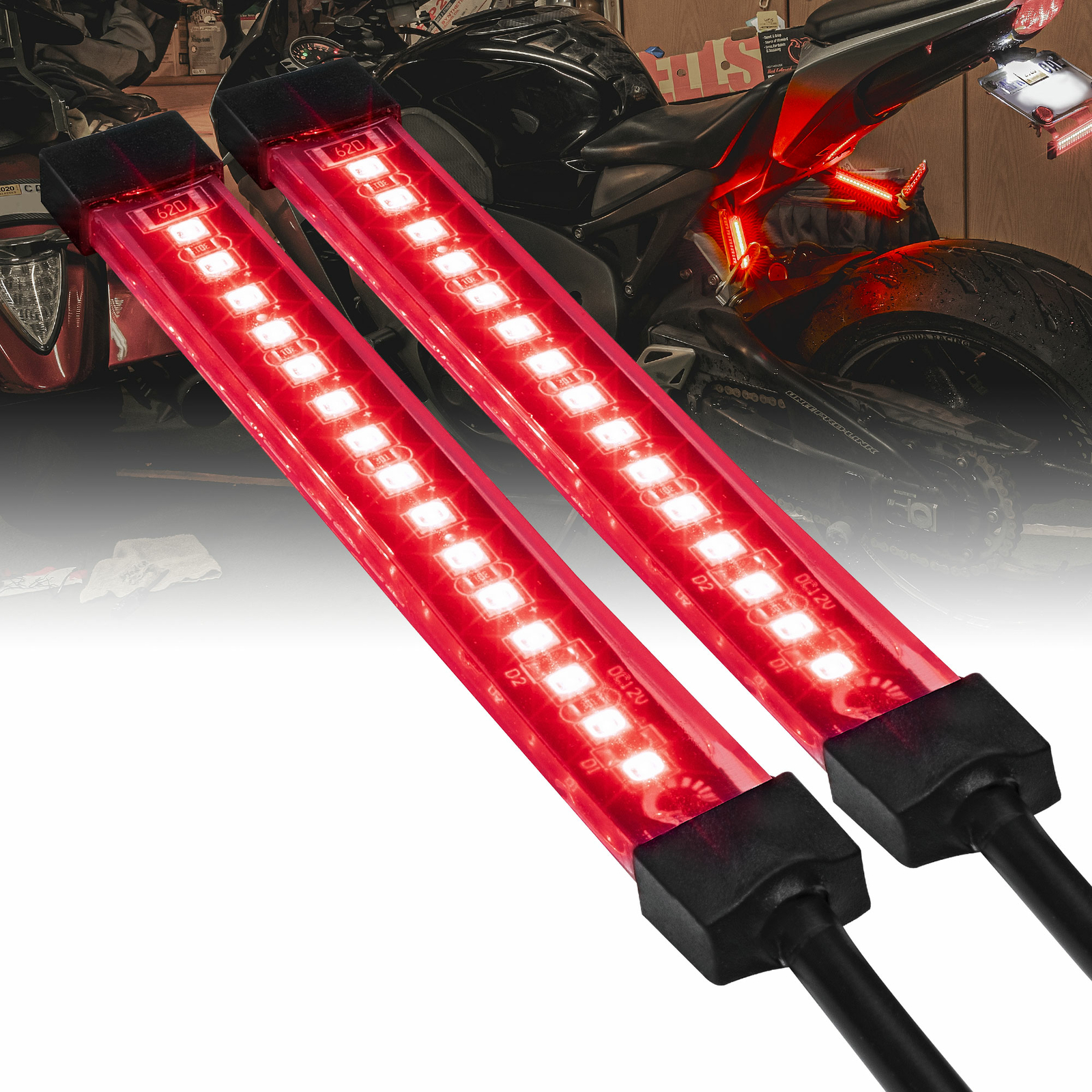 2pc 5" Universal Flexible Motorcycle Red LED Brake Turn Signal Tail ...