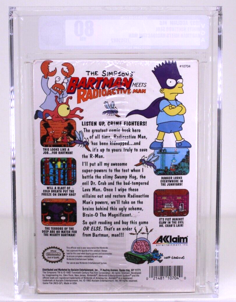 The Simpsons Bartman Meets Radioactive Man Nintendo NES New Sealed WATA ...