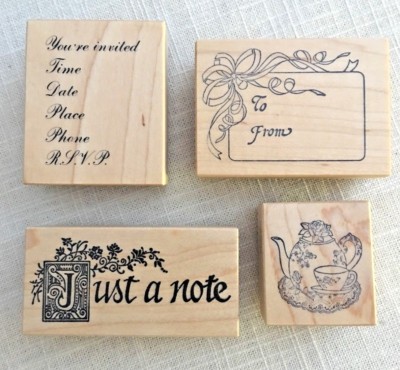 Lot of 4 To and From Invitation Note Teapot New Rubber Stamp by PSX ...