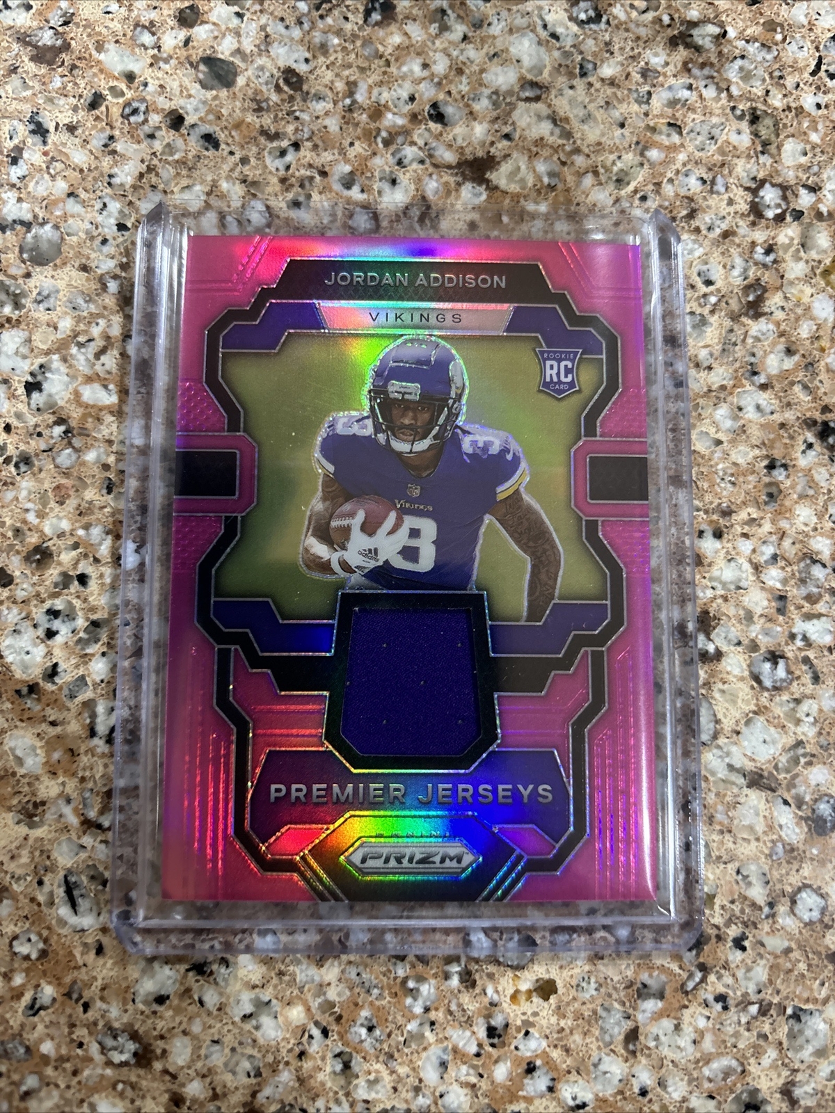 2023 Panini Prizm Jordan Addison Pink Premier Jerseys Patch Vikings RC ...