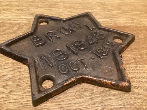Original Railway Wagon Star Plate ~ BR (M). 181948 A. Oct 1949. Cast ...
