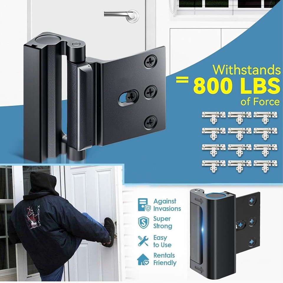2 PACK Home Security Door Lock Childproof Door Reinforcement Lock ...